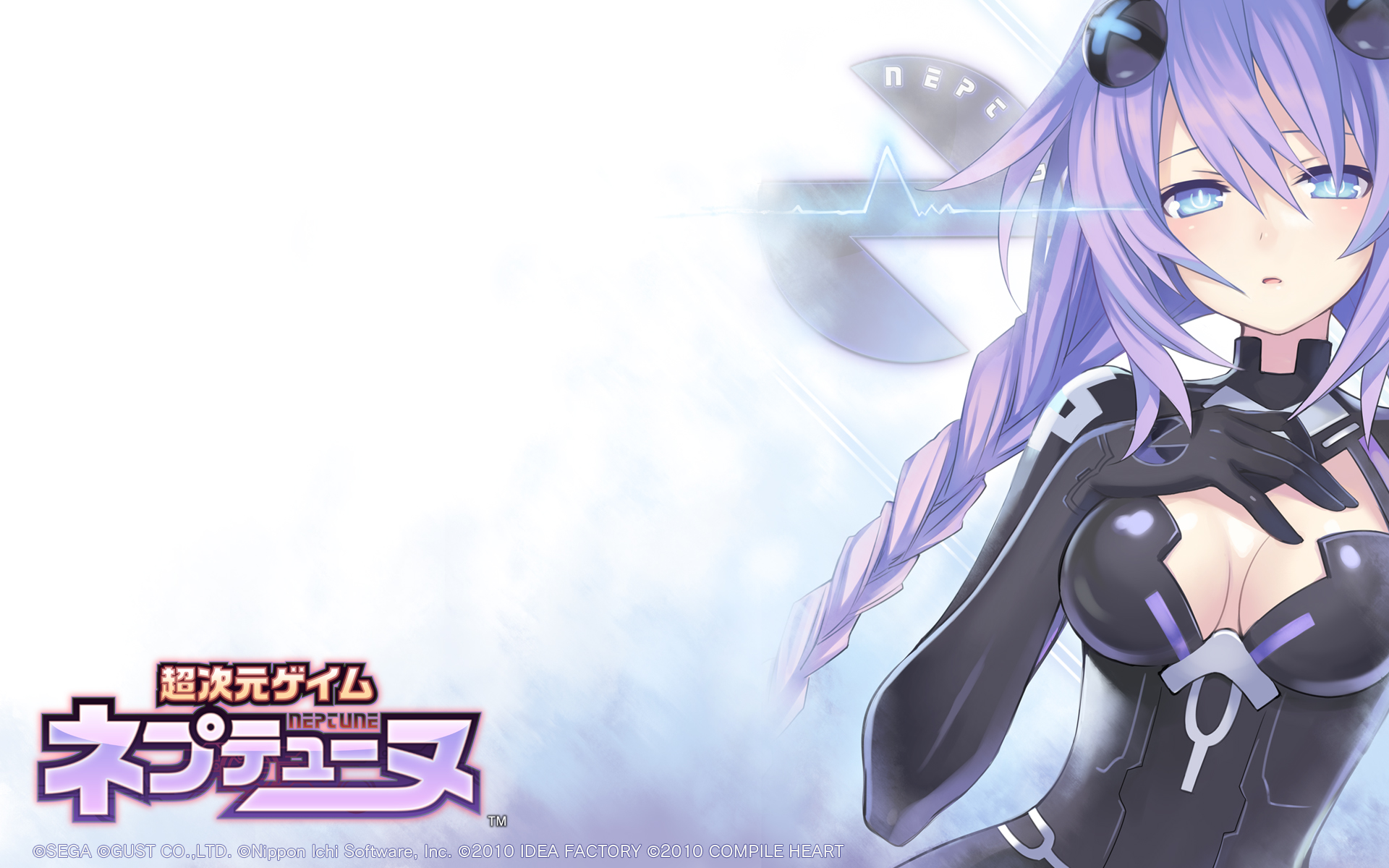 compile heart tsunako choujigen game neptune purple heart bodysuit cleavage wallpaper | #145363 ...